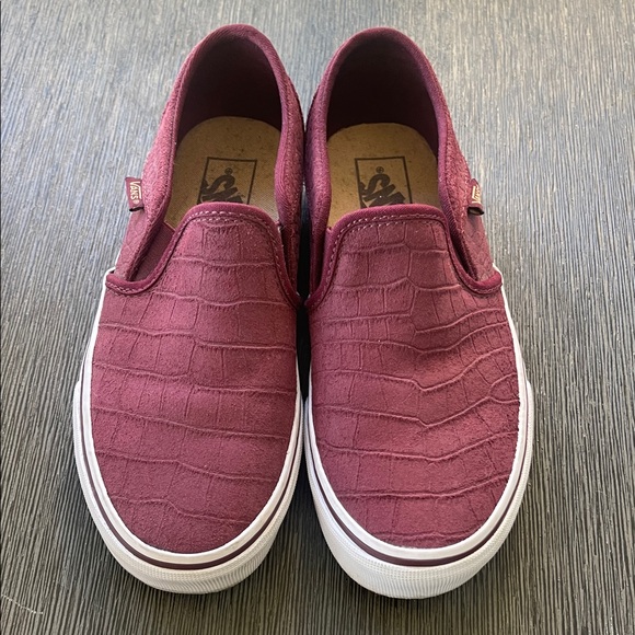 Vans | Shoes | Vans Maroon Textured Slipon Shoes | Poshmark